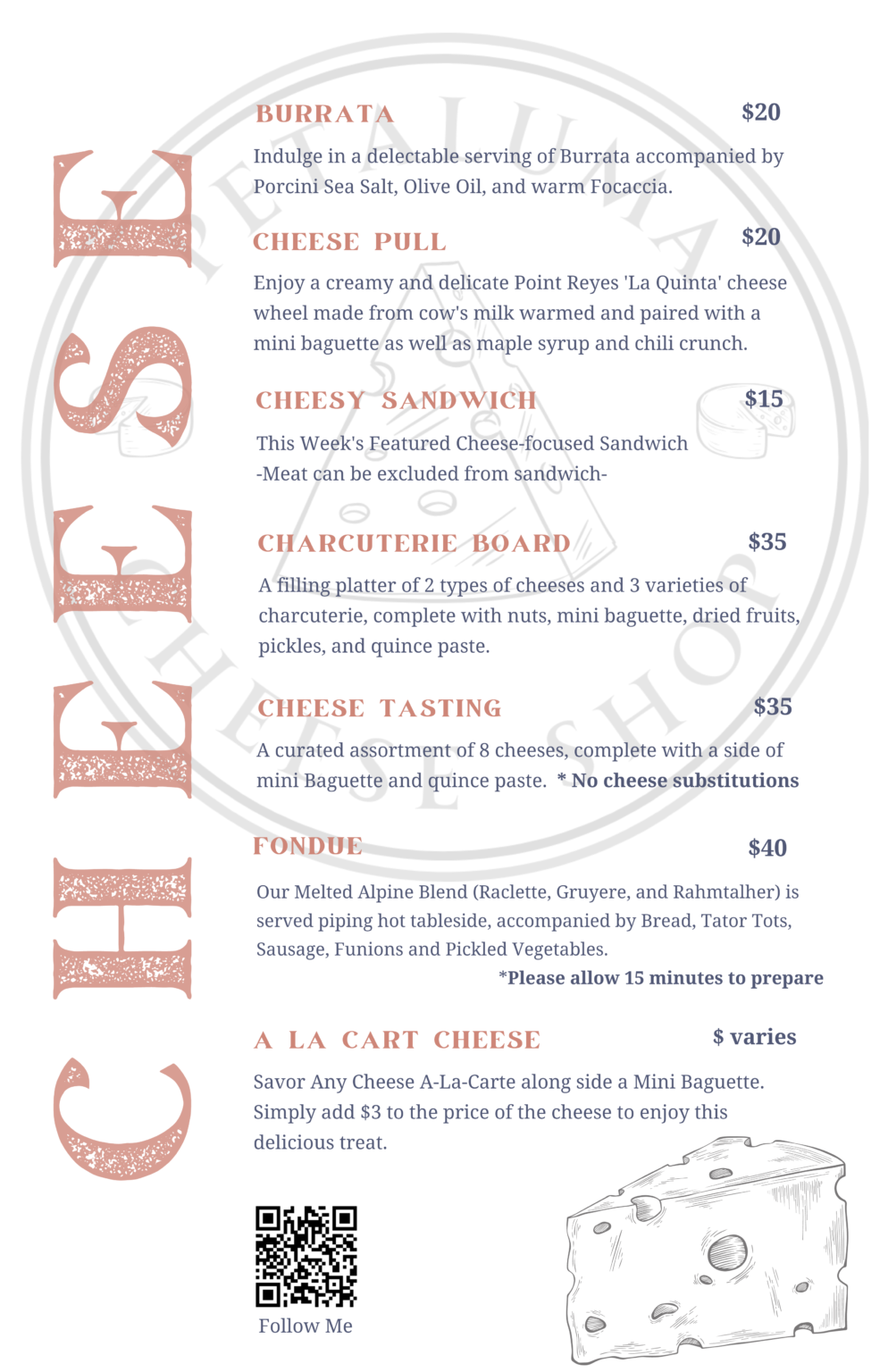 Menu | Petaluma Cheese Shop